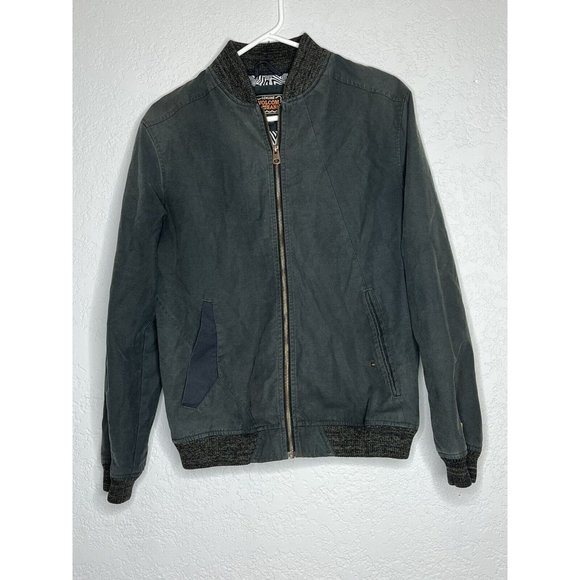 Volcom | Jackets & Coats | Vintage Volcom Black Canvas Bomber Jacket ...